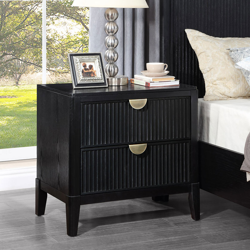 Black metal and wood nightstand store